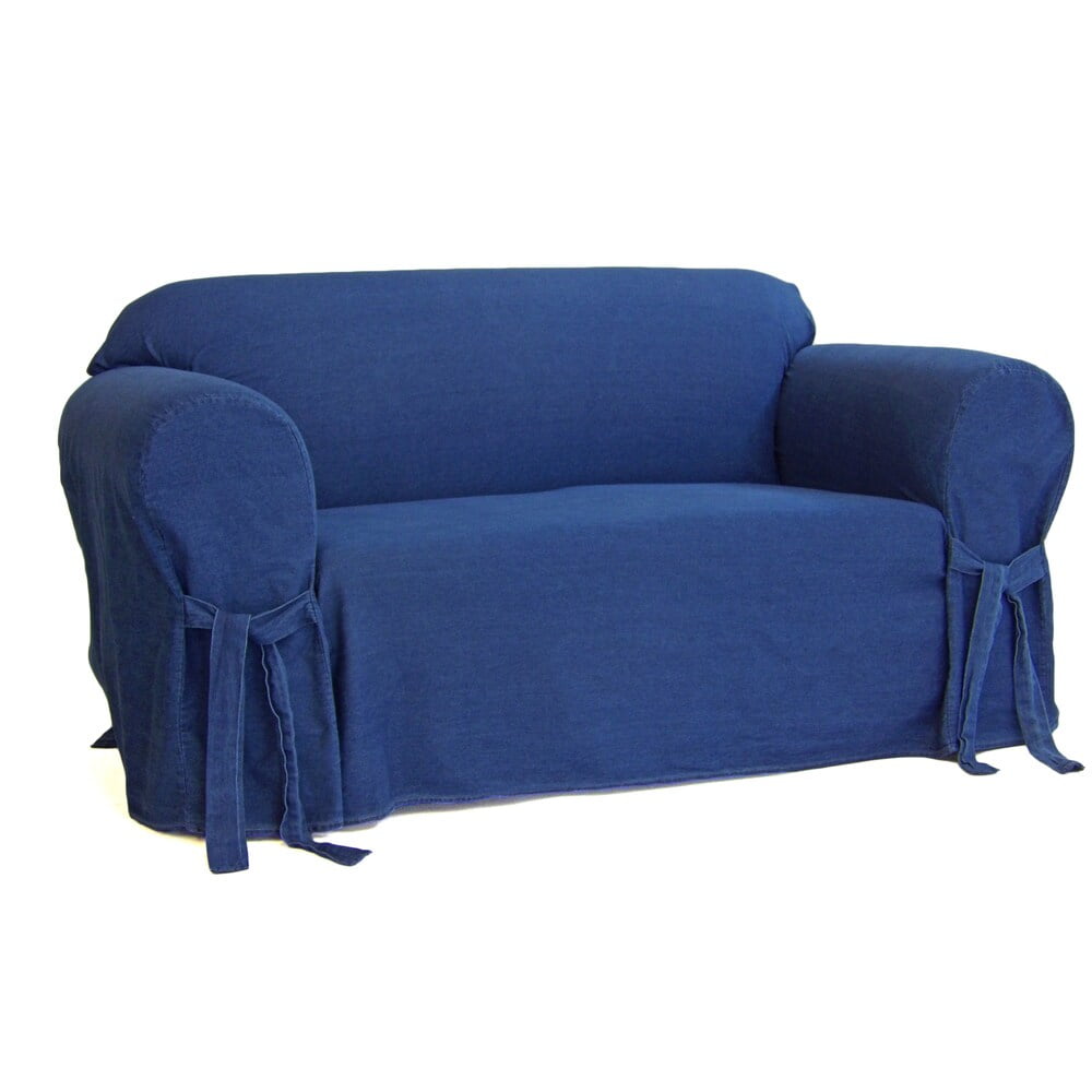 Classic Slipcovers Authentic Denim One-piece Loveseat Slipcover - N/A ...