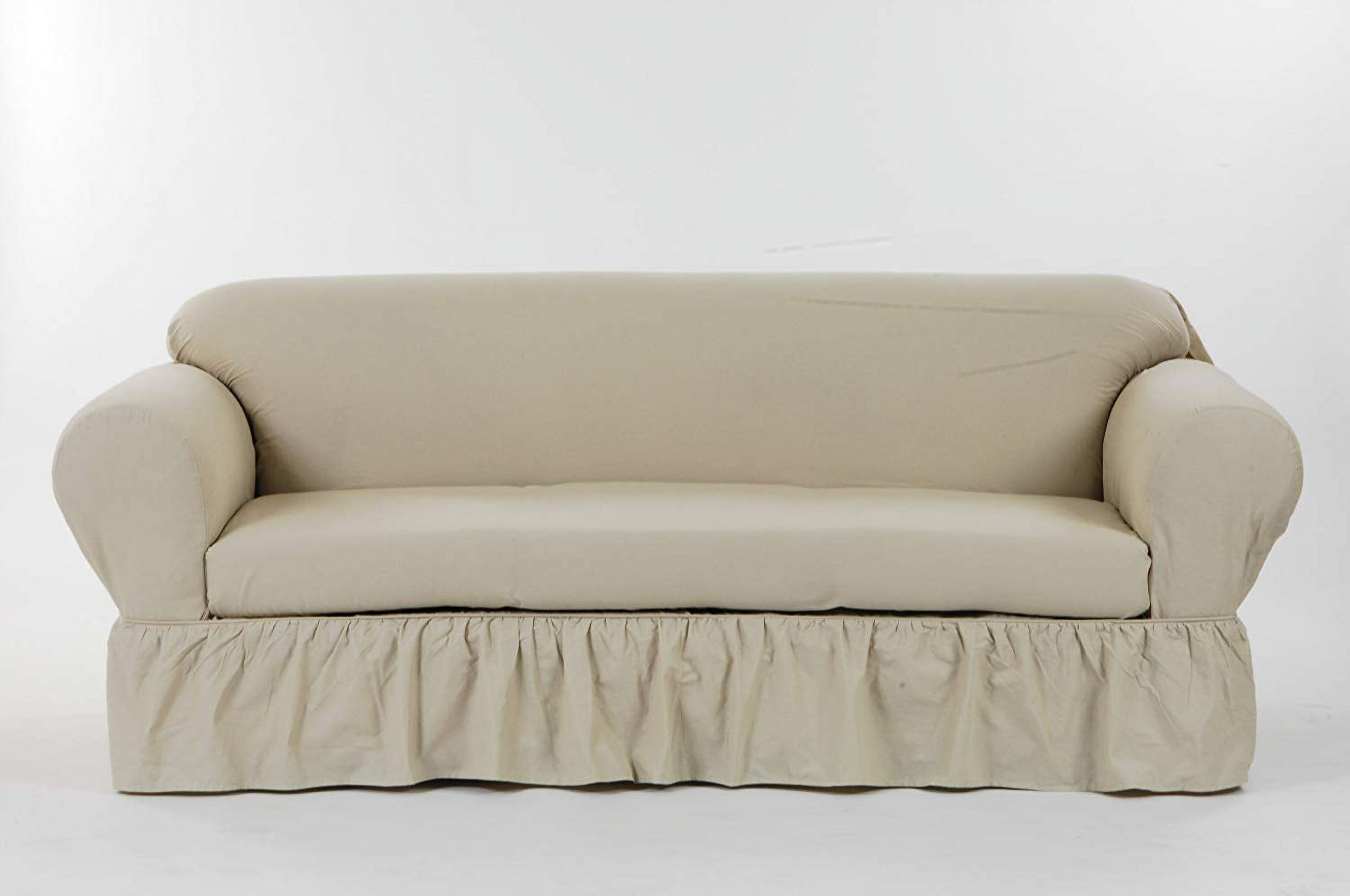 Classic Slipcovers Cotton 2 Piece Washable Ruffled Sofa Slipcover ...