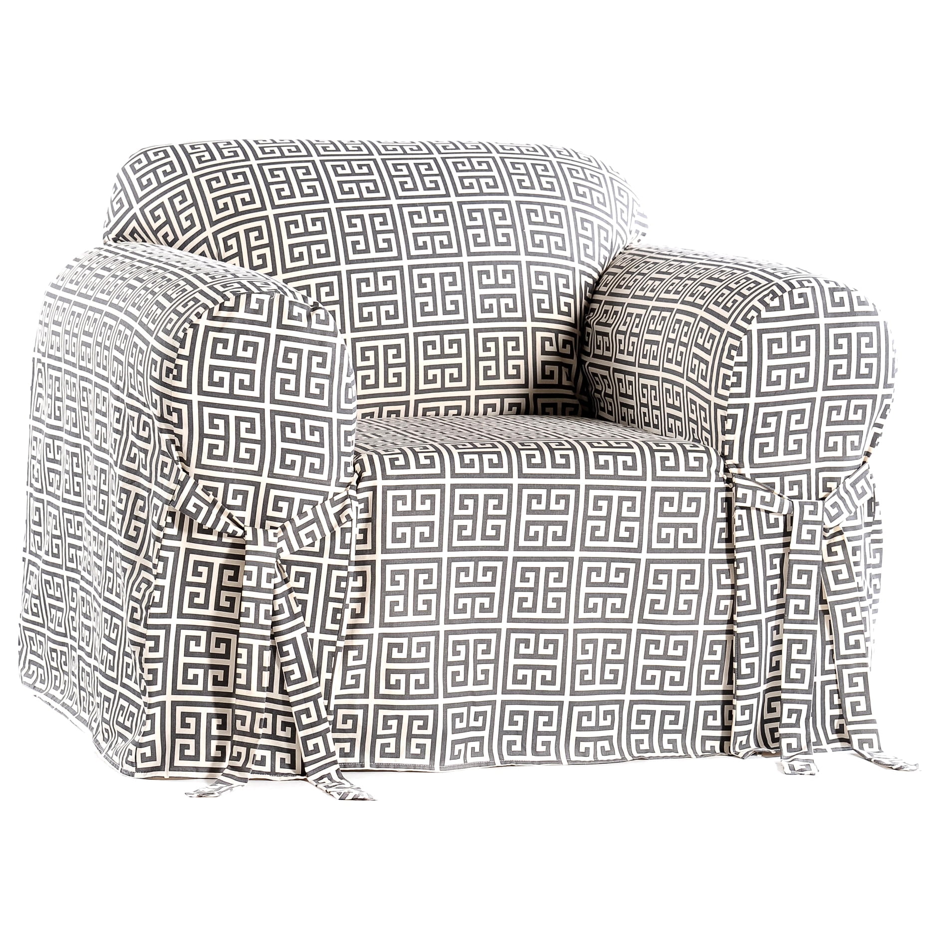 Classic Slipcovers Geo Print 1-piece Chair Slipcover Grey - Walmart.com