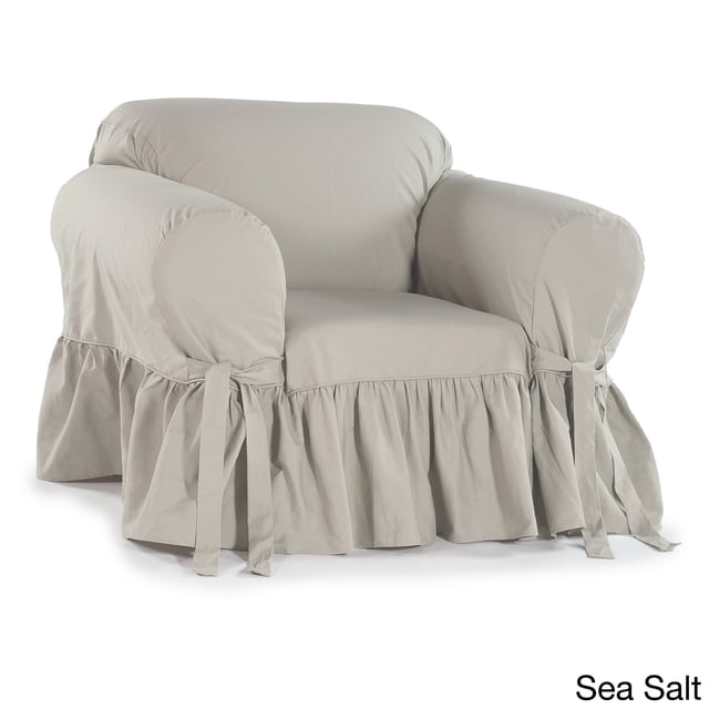 Classic Slipcovers Ruffled Cotton Arm Chair Slipcover Khaki - Walmart.com