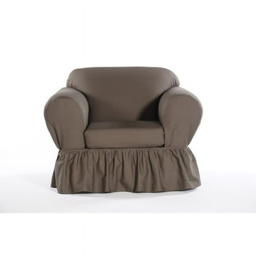 Classic Slipcovers Ruffled Cotton Arm Chair Slipcover Khaki - Walmart.com