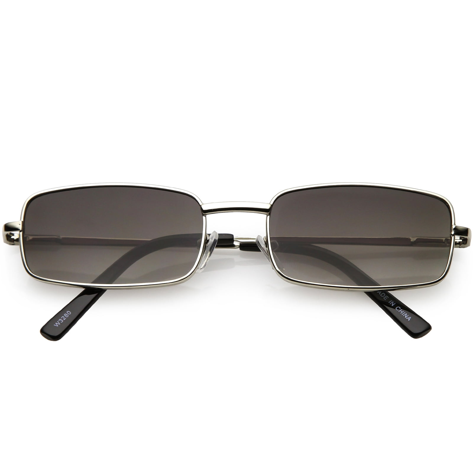 sunglass.la Classic Small Rectangle Metal Sunglasses, Neutral Flat Lens ...