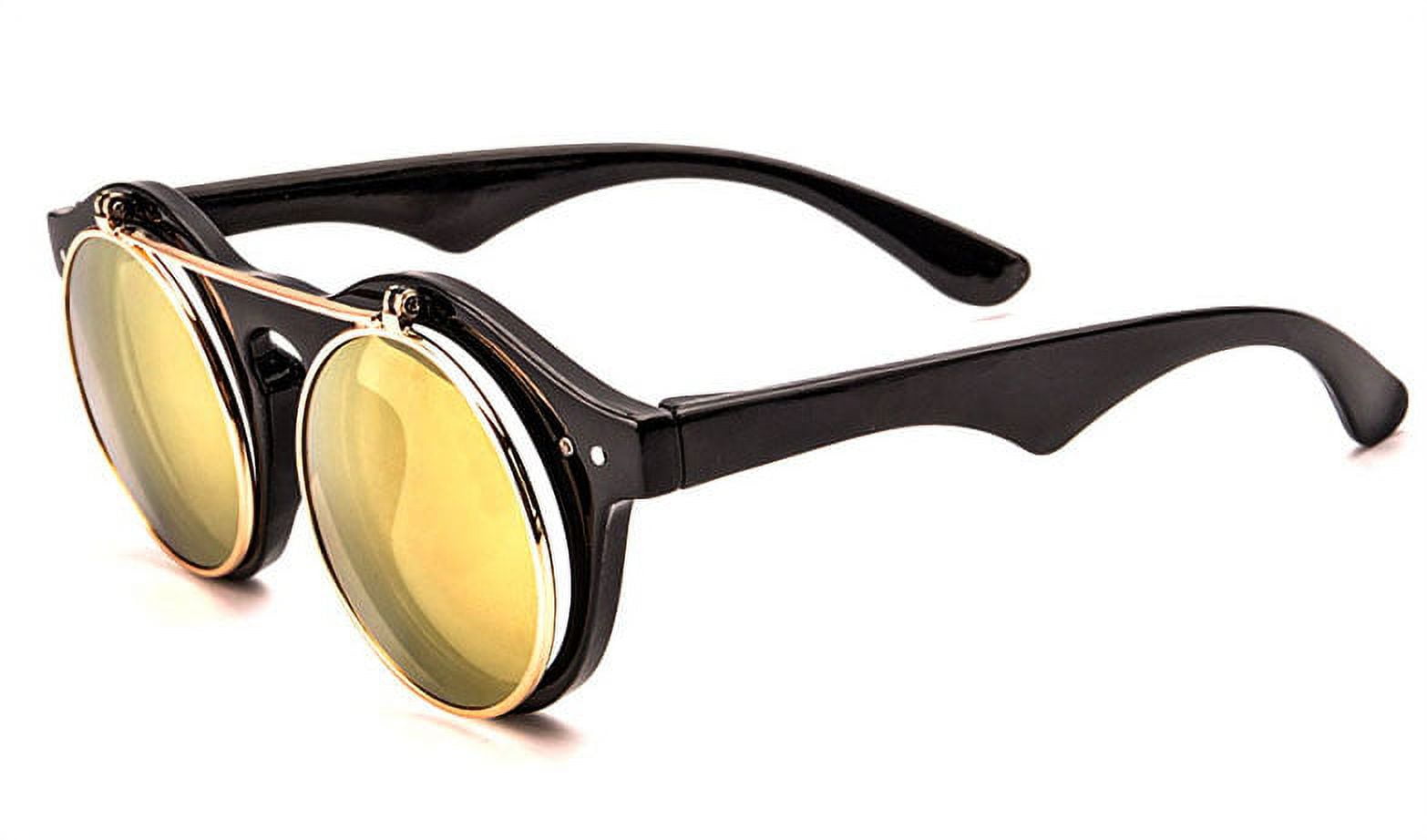 Classic Small Retro Steampunk Circle Flip Up Glasses / Sunglasses Cool ...