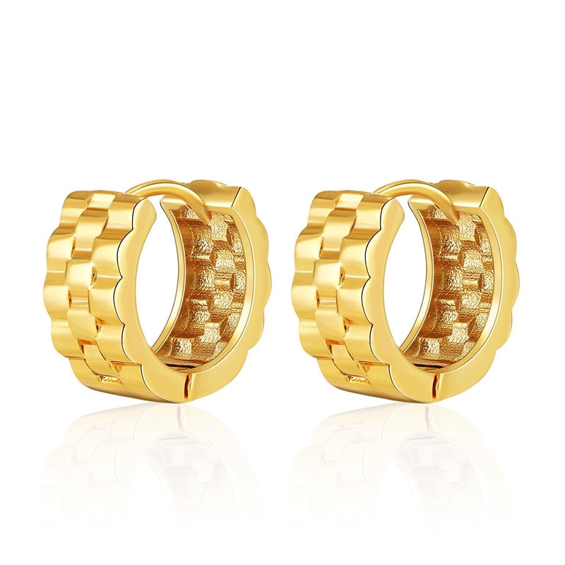 Classic Small Size Earring Plated 18K Real Gold Color Retaining Metal ...
