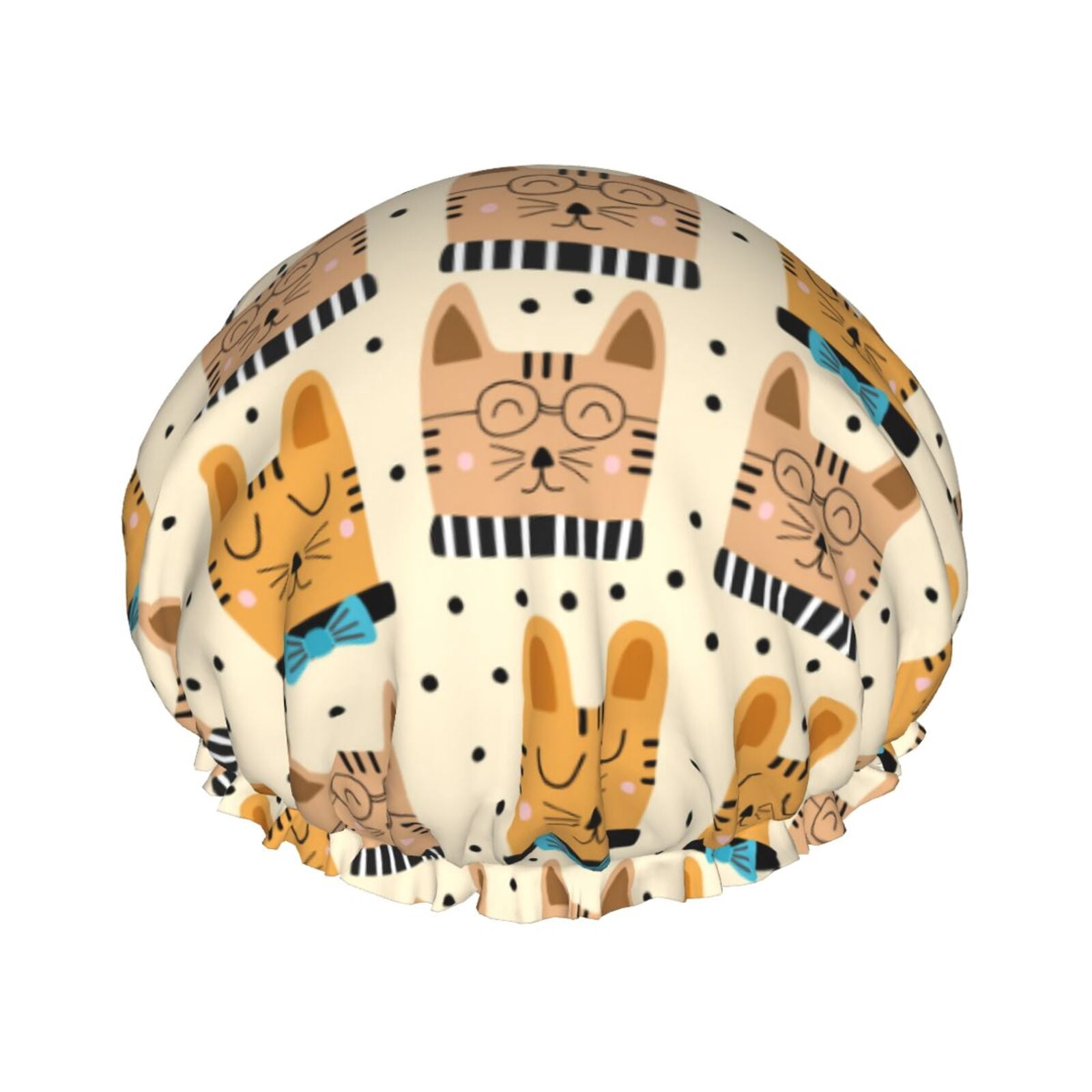 Classic Smiling Cartoon Cat Shower Cap, Double Layers Shower Cap ...
