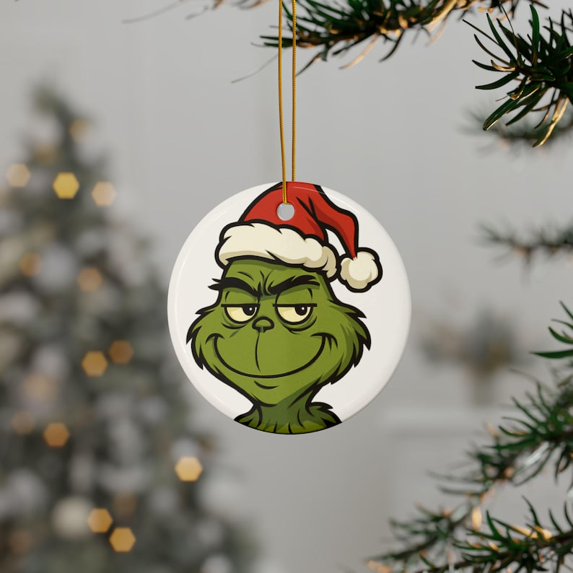 Classic Smirking Green Character Ceramic Ornament – Xmas Tree Holiday ...