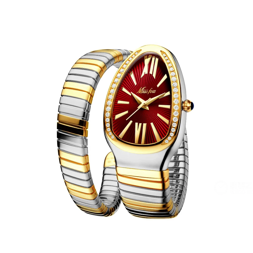 Classic Snake Shape Watch For Women Gold Silver Scaleable Bracelet ...