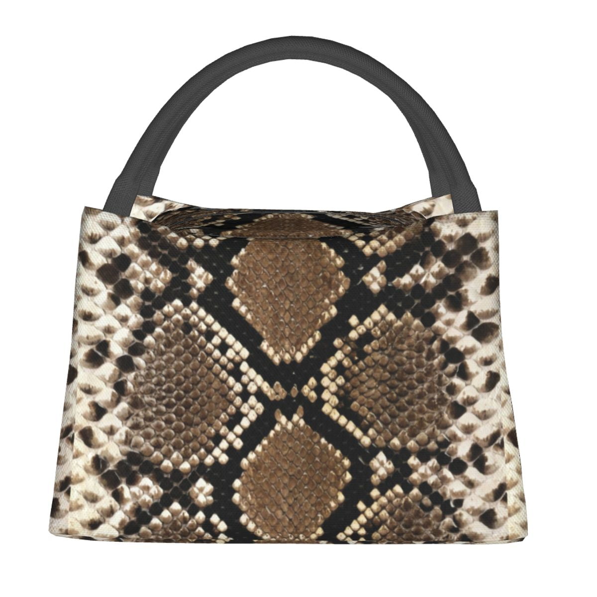 Classic Snakeskin Lunch Bag Grey and Silvers Snake Portable Lunch Box ...