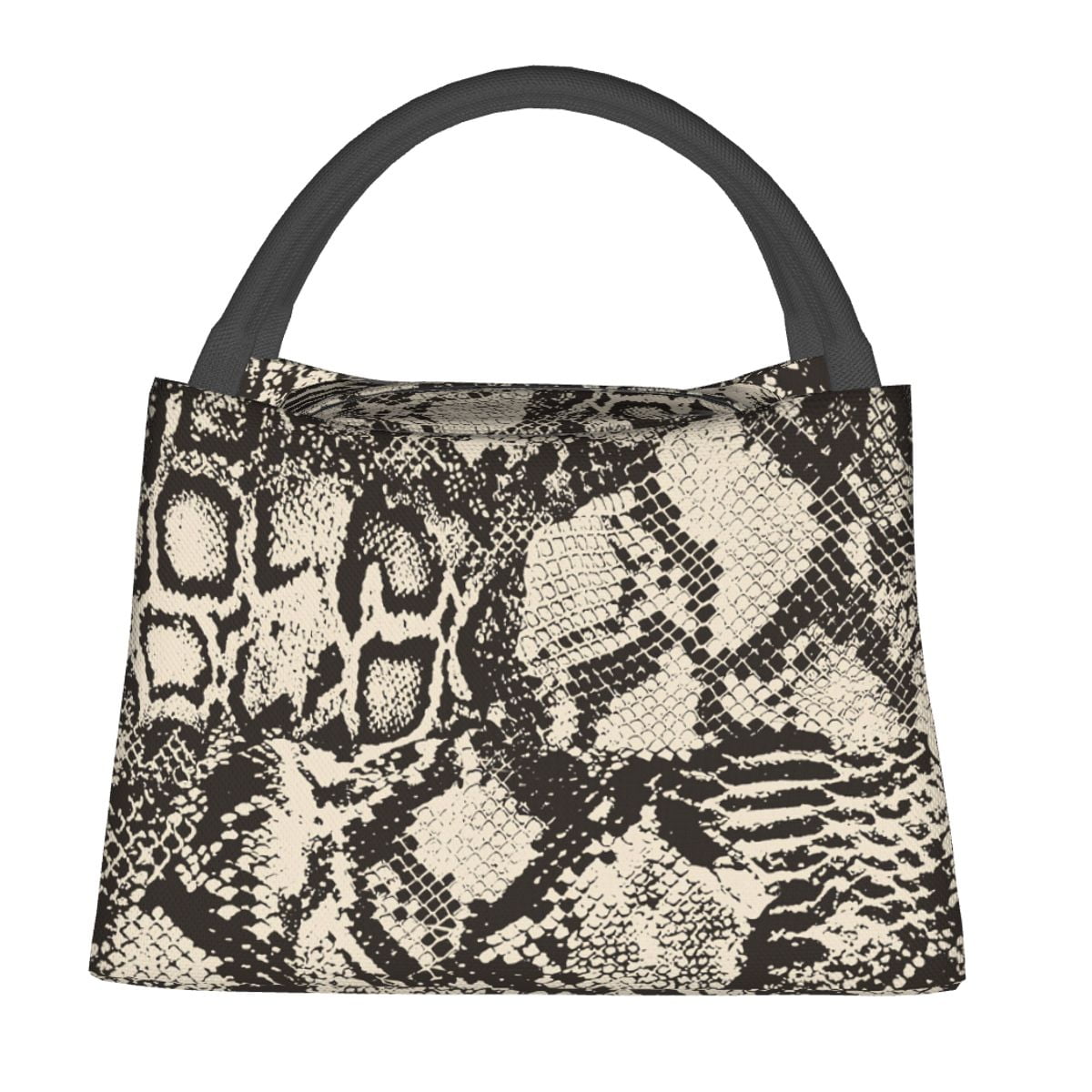 Classic Snakeskin Lunch Bag Grey and Silvers Snake Portable Lunch Box ...