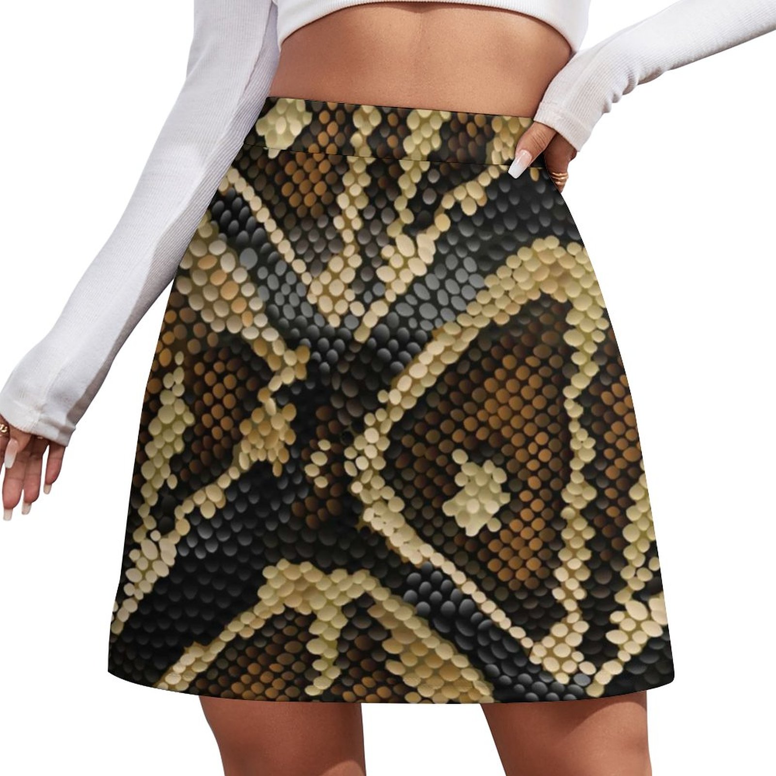 Classic Snakeskin Print Skirt Greys and Silvers Snake Scale Kawaii Mini ...