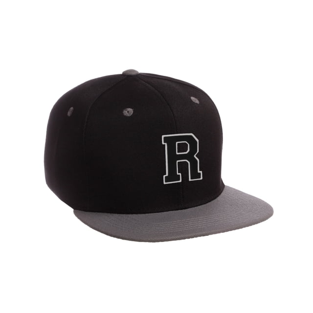 Classic Snapback Hat Custom A to Z Initial Letters, Black Charcoal Cap ...