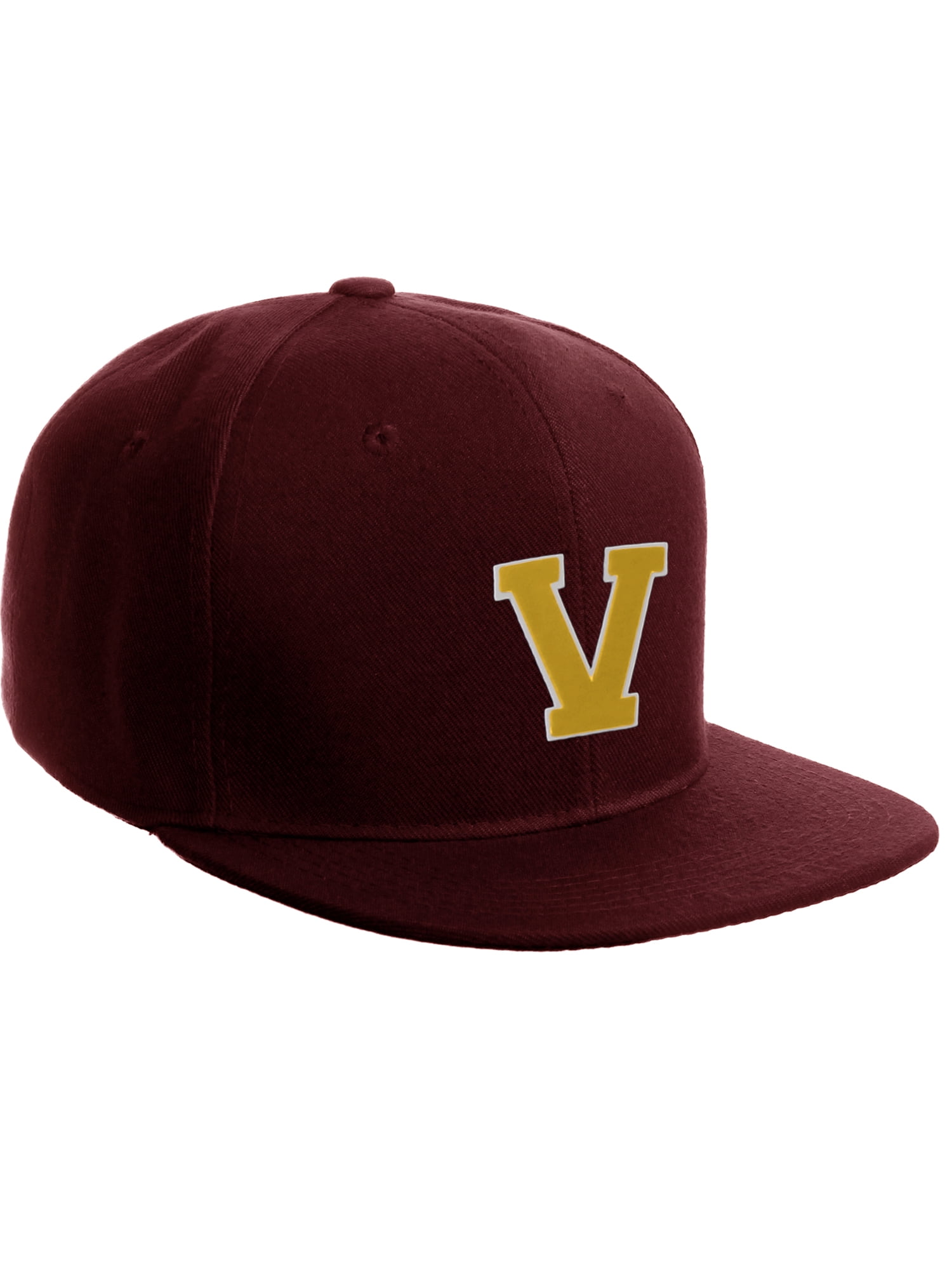 Classic Snapback Hat Custom A to Z Initial Letters, Burgundy Cap White ...