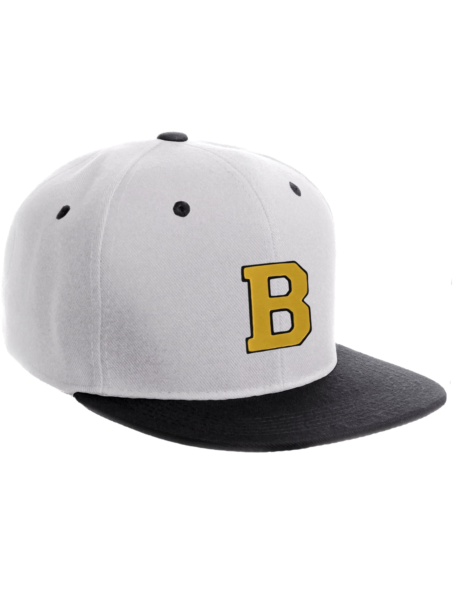Classic Snapback Hat Custom A to Z Initial Letters, White Black Cap ...