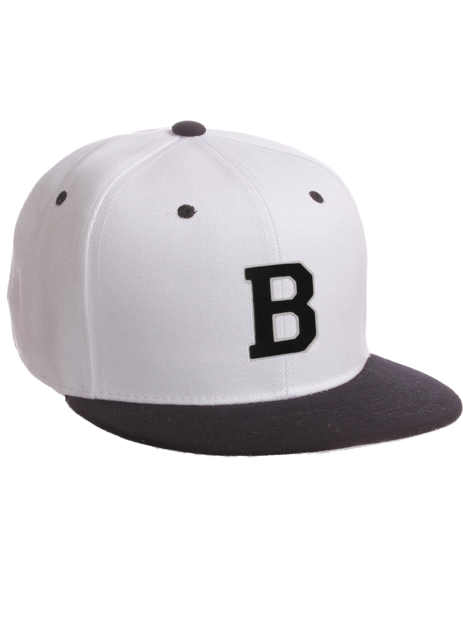 Classic Snapback Hat Custom A to Z Initial Letters, White Black Cap ...