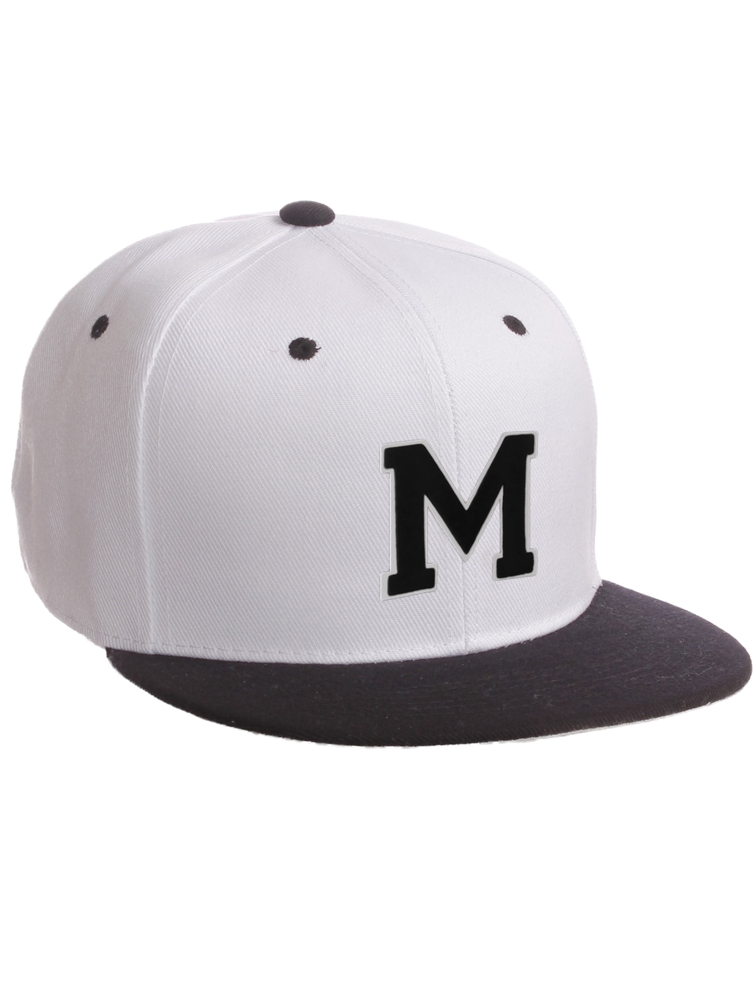 Classic Snapback Hat Custom A to Z Initial Letters, White Black Cap ...
