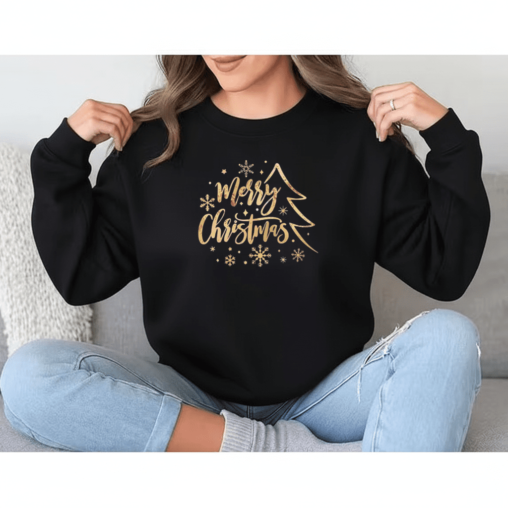 Classic Snowflake Tree Christmas Winter Holiday Scene Sweatshirt, up to ...