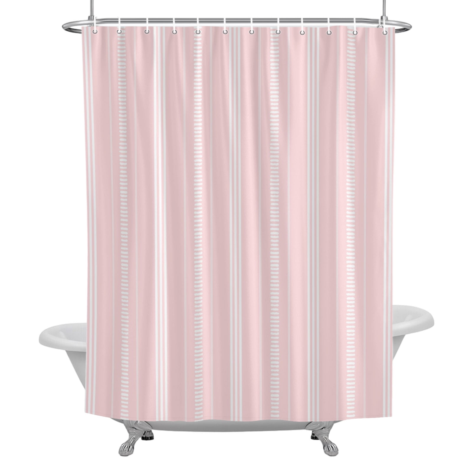 Classic Soft Pink Lines Shower Curtain, Modern Vertical Stripes ...