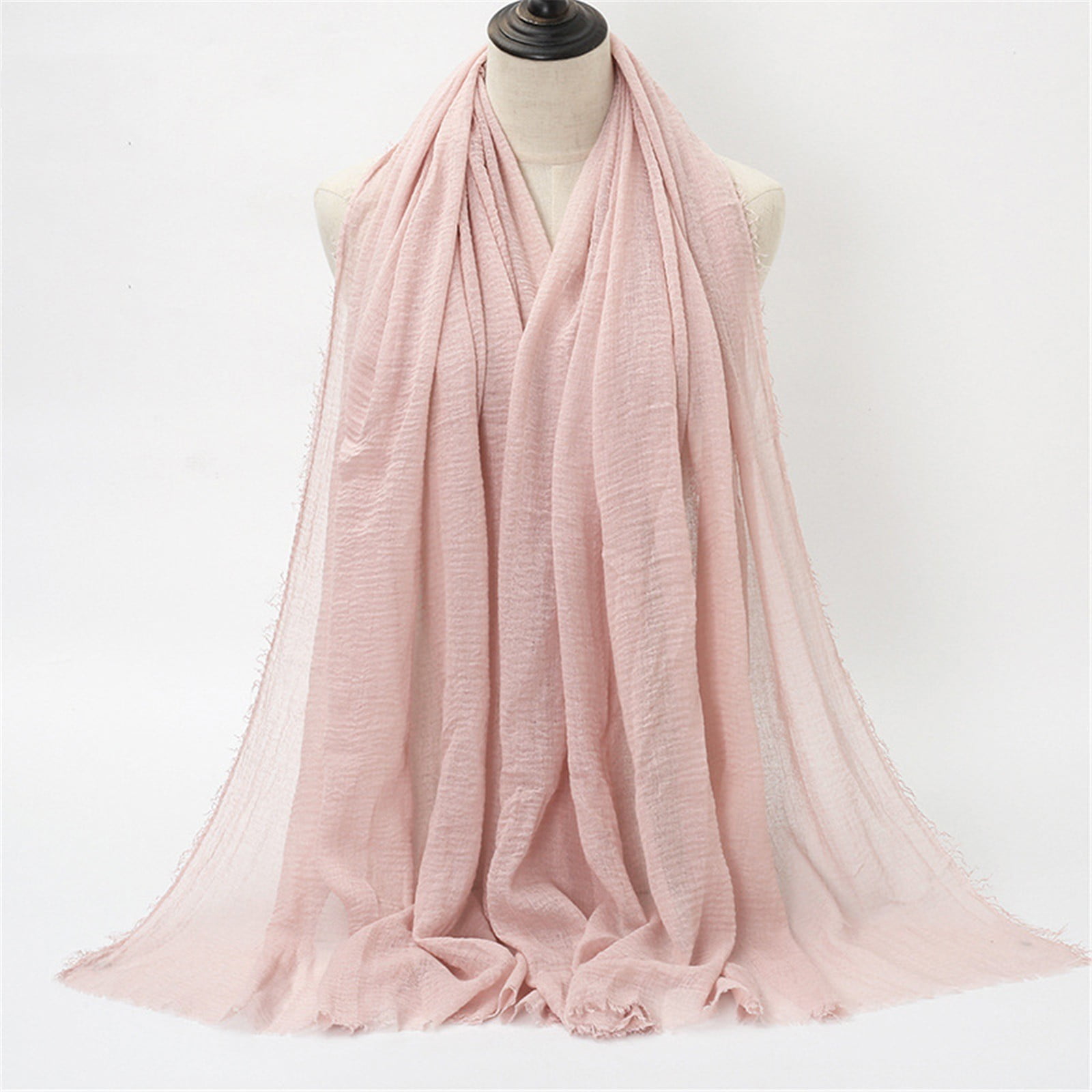 Classic Soft Shawls Chic Ladies Crinkle Scarf with Fringed Edges ...