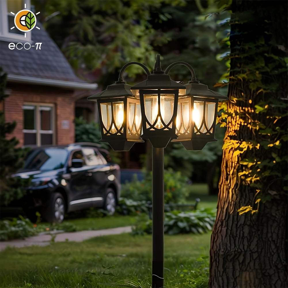 Classic Solar Lamp Post for Yard, 73" Outdoor Lighting with 3 Warm ...