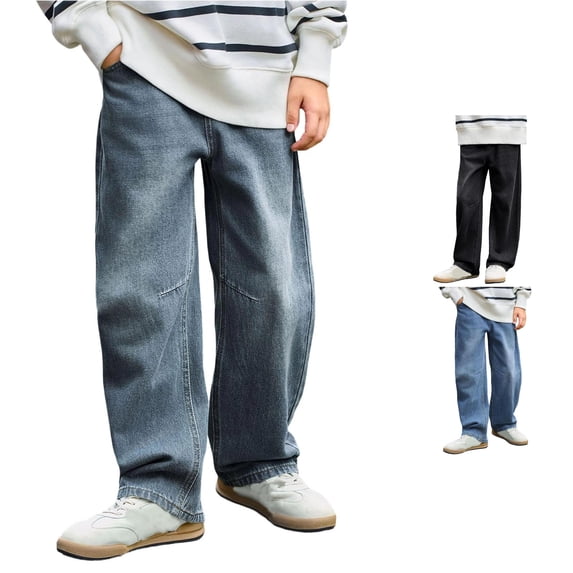Classic Solid Color Denim Jeans for Boys Comfortable Stretch Fit Casual ...