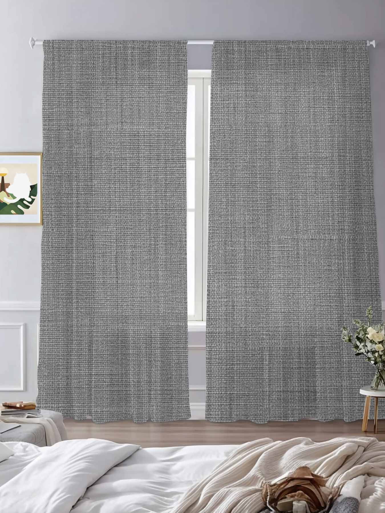 Classic Solid Gray Sheer Curtains 2 Panels Set Vintage Monochrome Lihgt ...