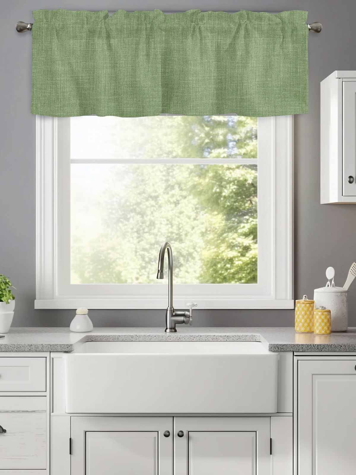 Classic Solid Green Valances for Windows,Kitchen Valance Rod Pocket ...