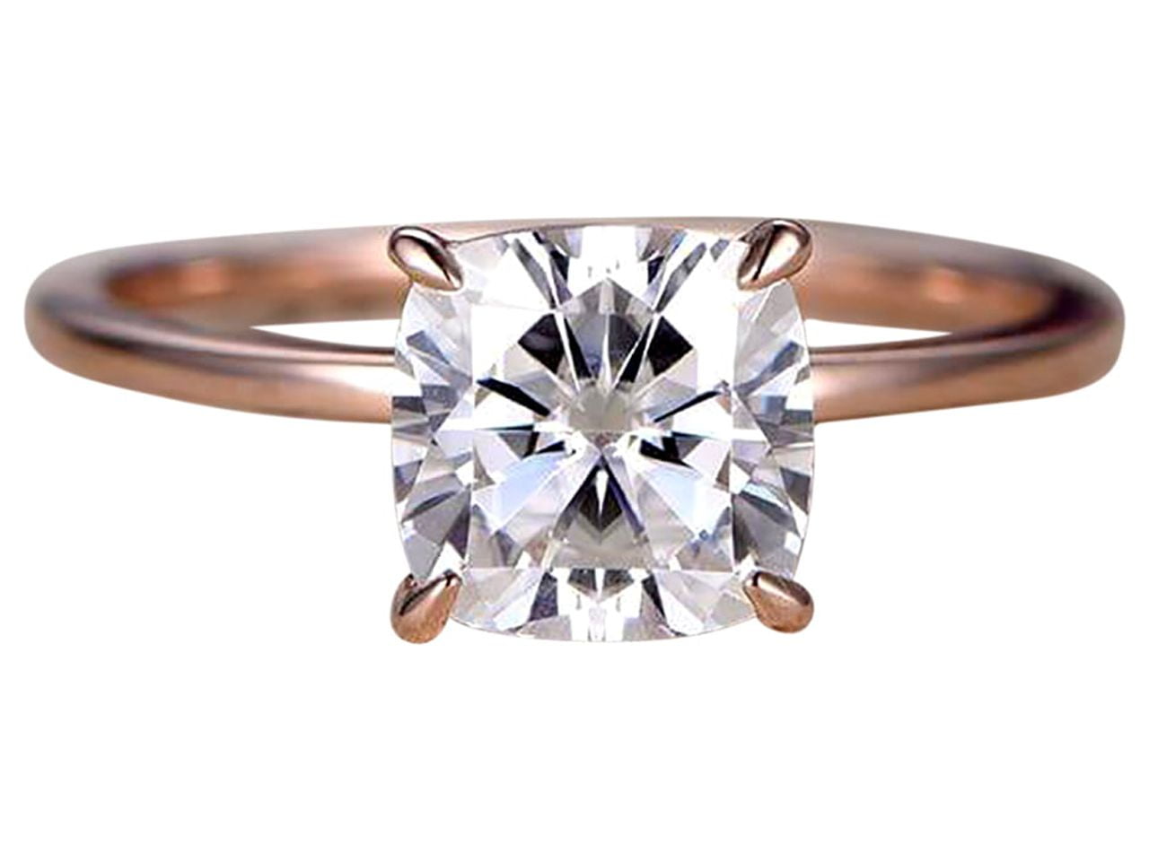 Classic Solitaire 1 Carat Moissanite Diamond Engagement Ring In 10K ...