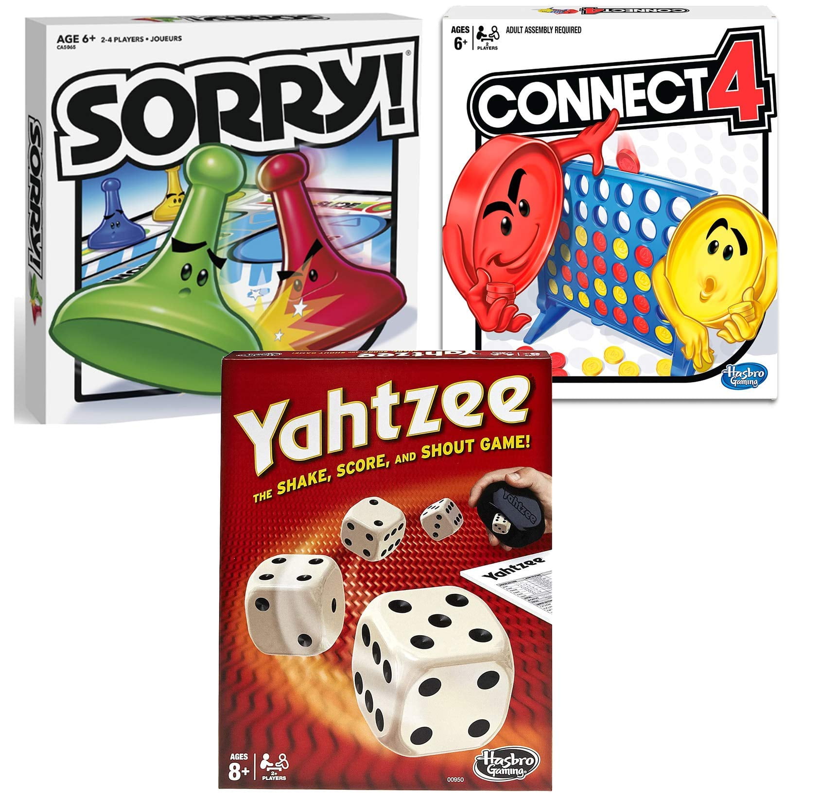 Classic Sorry!, Yahtzee, & DHF10 Connect 4 Bundle | Friends, Family ...
