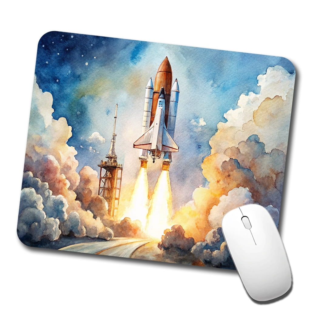 Classic Space Shuttle Launch Watercolor Mouse Pad Low Profile Gaming ...