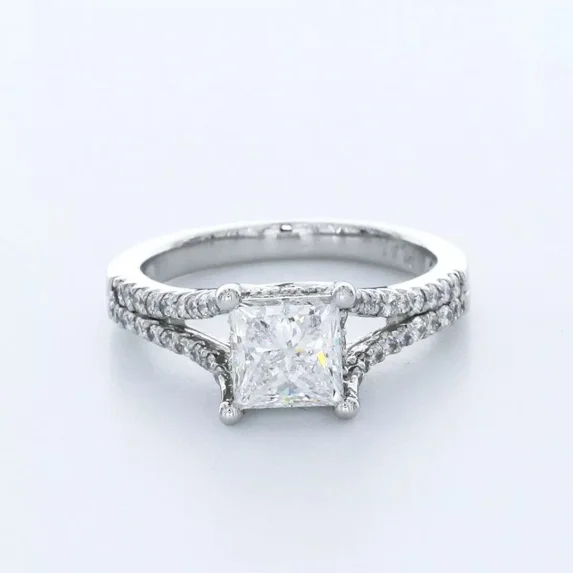 Classic Split Engagement Ring, 1.5 CT Princess Cut Simulated Diamond ...