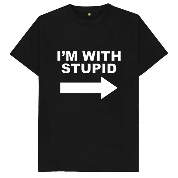 Classic Spoof I’m With Stupid Funny Arrow Fun TimesHumor Unisex T-Shirt ...