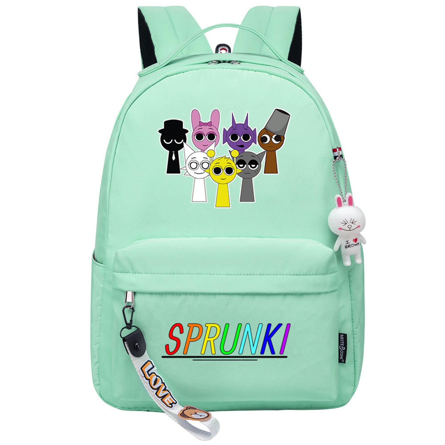 Classic Sprunki Backpack with Rabbit Pendant Casual Student Daypack ...