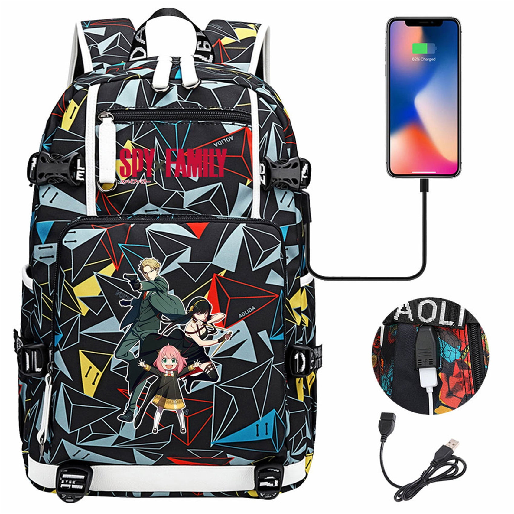Classic Spy×Family Backpack Large USB Knapsack Casual Travel Rucksack ...