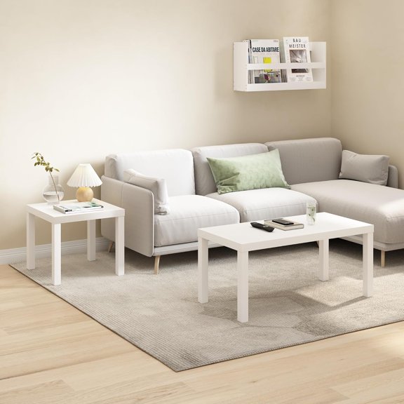 Parsons Wrap-Around Sofa Accent Tables Bundle - Set of Two, White Oak ...