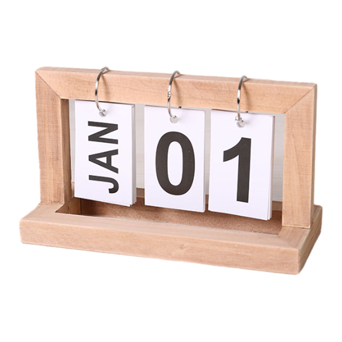 Classic Standing Flip Calendar Wooden Perpetual Calendar, Retro Wood ...
