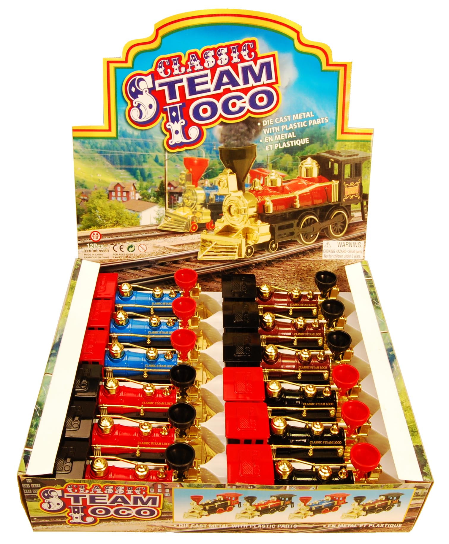 Classic Steam Locomotive Train Diecast Package - Box of 12 7 Inch Scale ...
