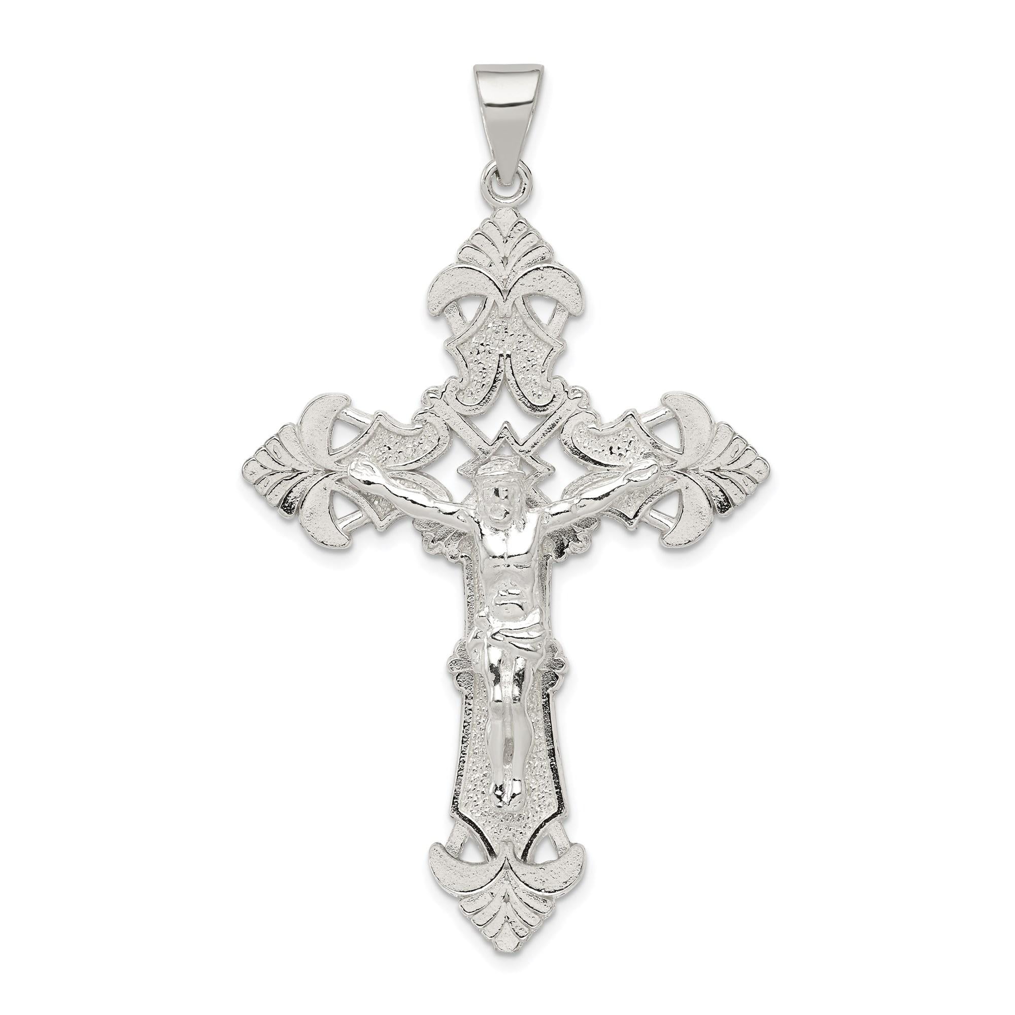 Classic Sterling Silver Crucifix Cross Pendant with Jesus Figure and ...