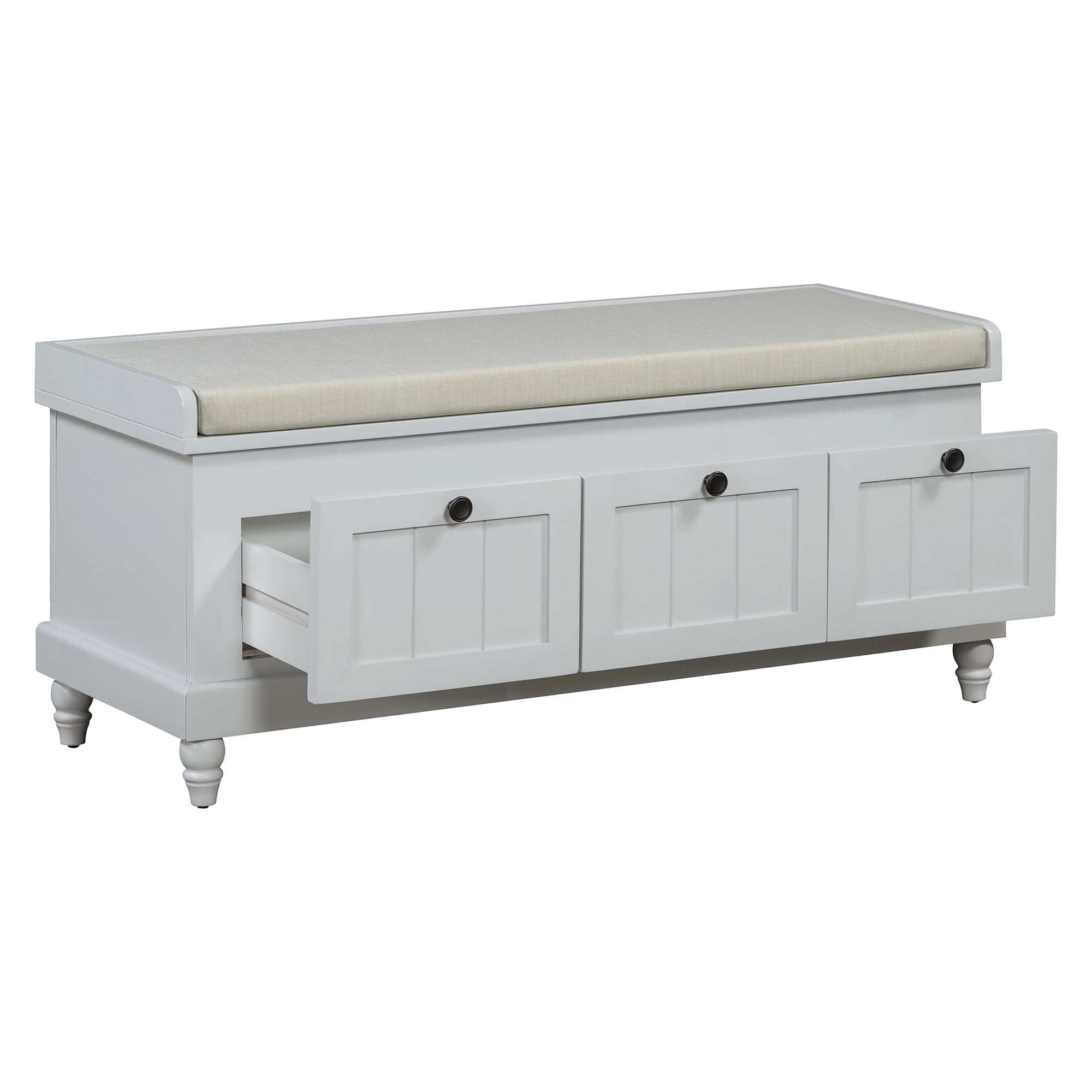 Classic Storage Bench Ottoman with Cushioned Seat and 3 Drawers for ...