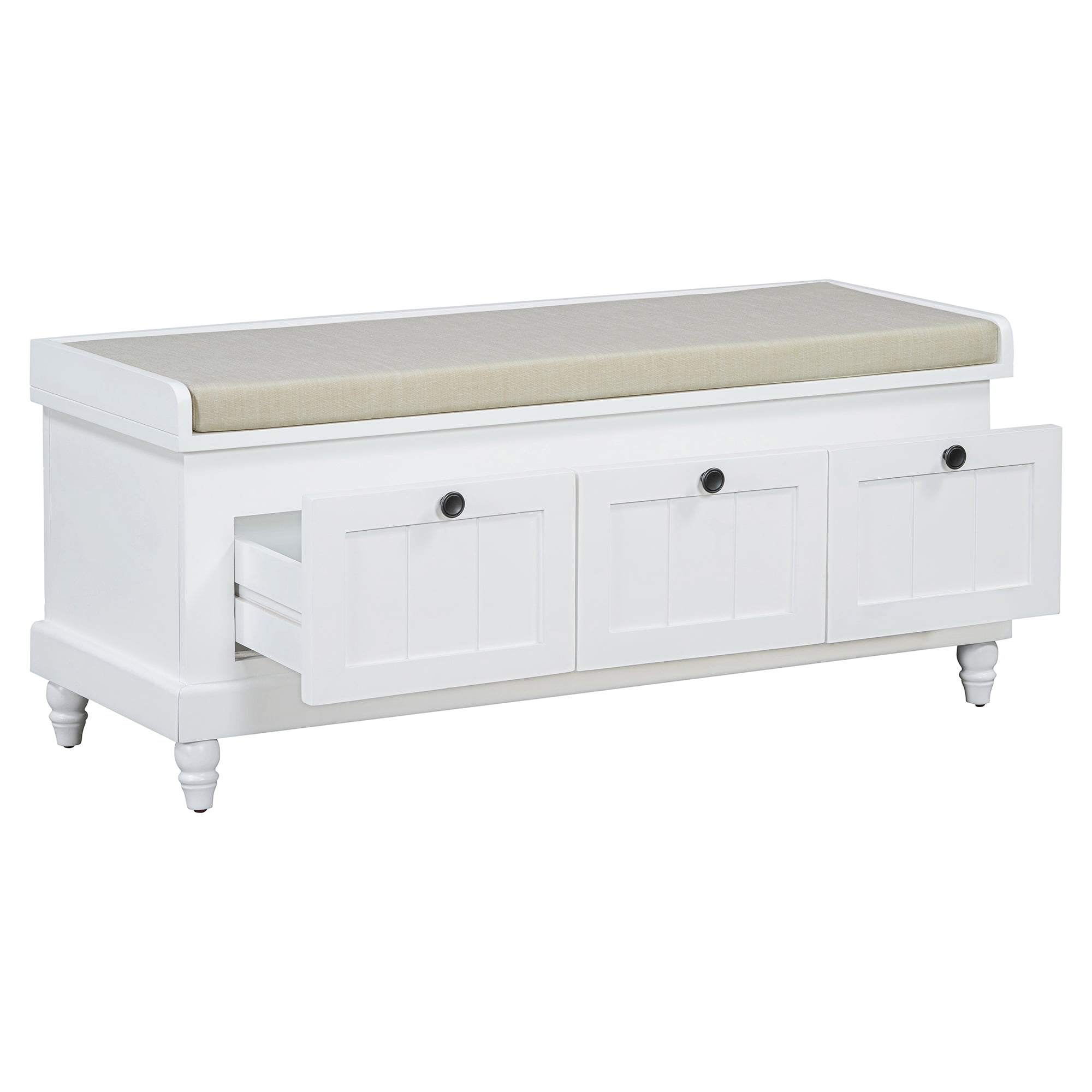 Classic Storage Bench Ottoman with Cushioned Seat and 3 Drawers for ...