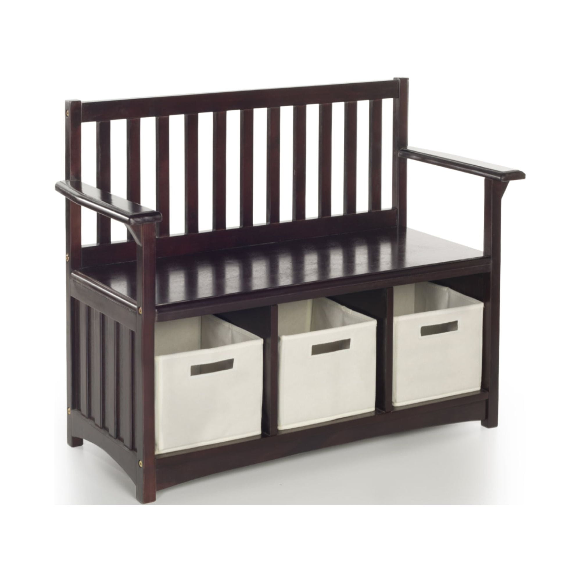 Classic Storage Bench with Bins - Espresso - Walmart.com