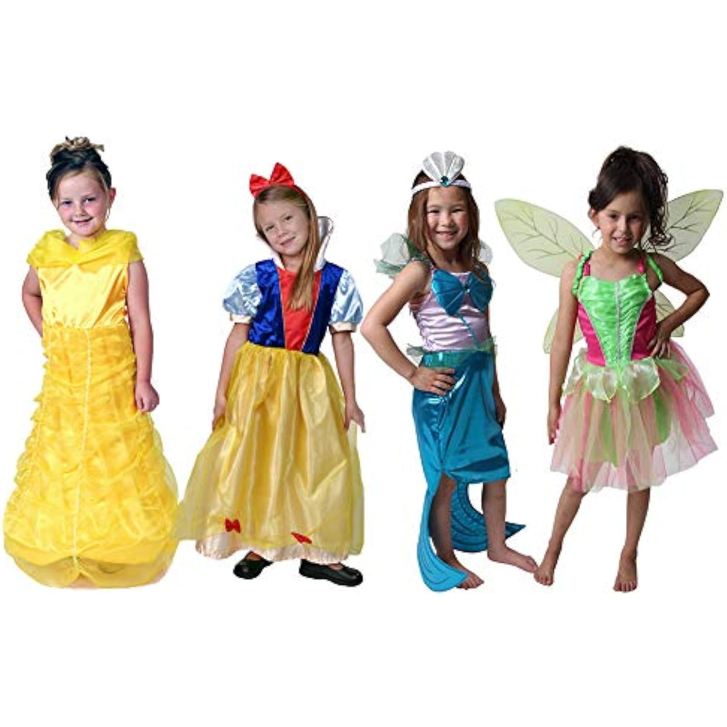 Classic Storybook Princess Dress 4 Pack Set - Blue/Hot Pink/Yellow ...