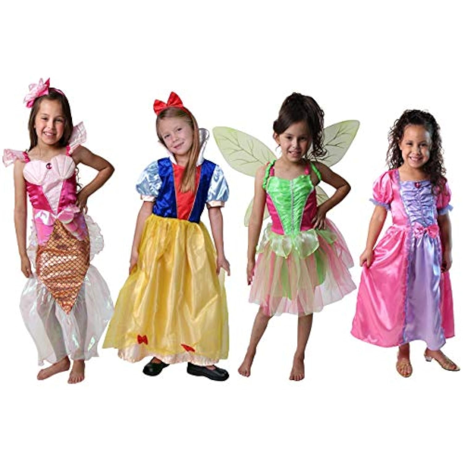 Classic Storybook Princess Dress 4 Pack Set - Light Blue, Pink, Green ...