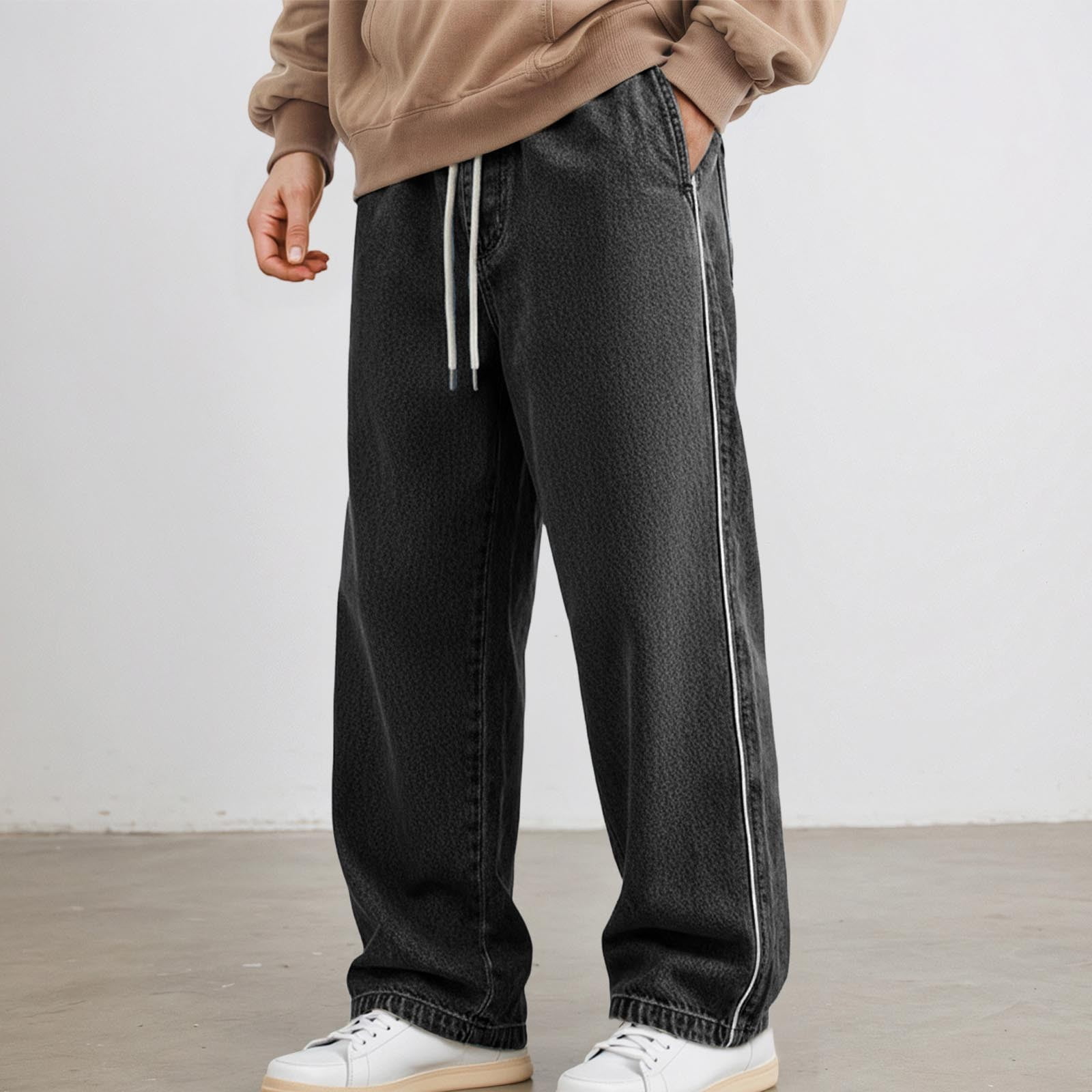 Classic Straight Leg Casual Trousers for Men Relaxed Fit Everyday ...