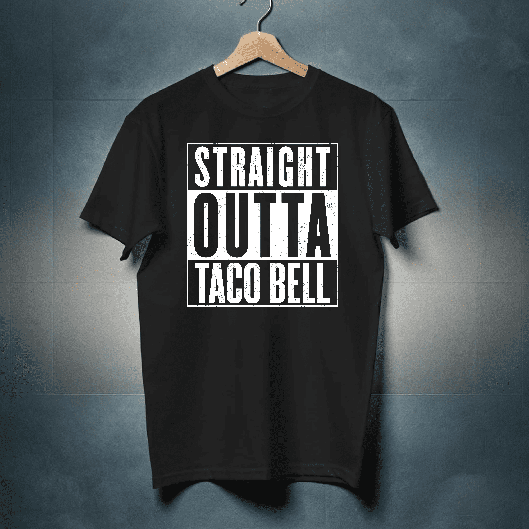 Classic Straight Outta Taco Bell, Fast Food Restaurants Black T Shirt ...