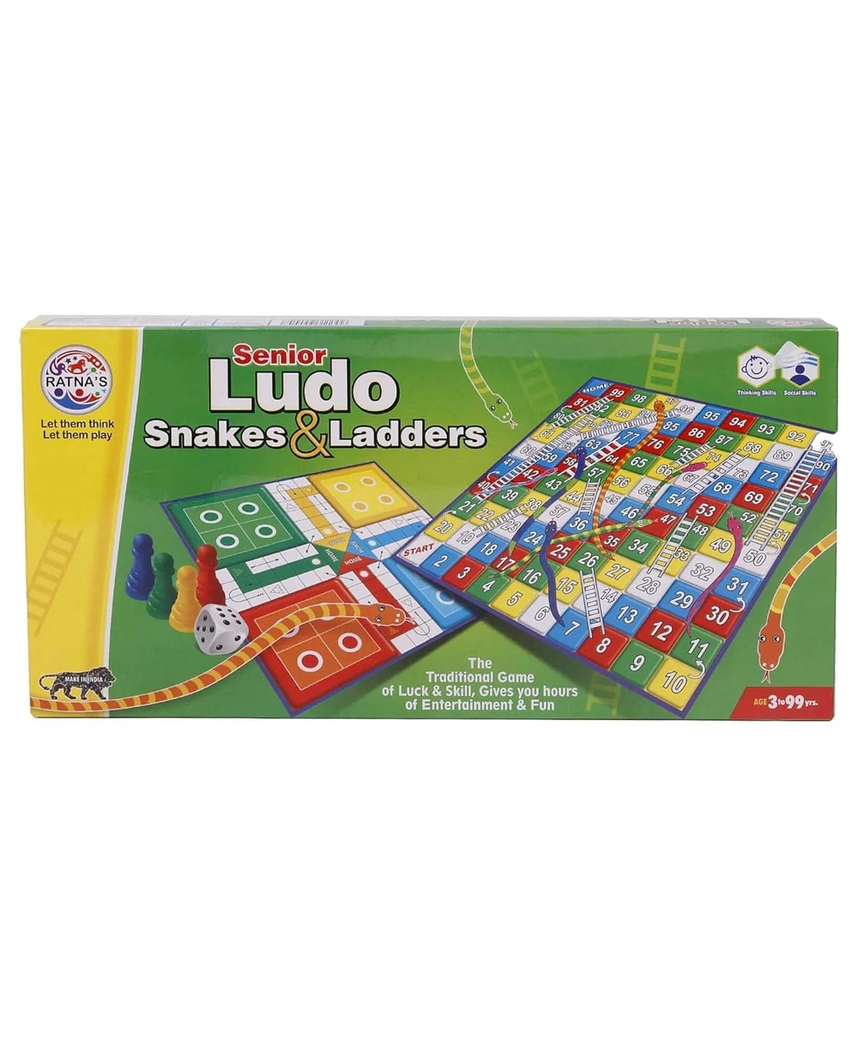 Classic Strategy Game Ludo For Kids (Big) Large Pawns Gives Better Grip ...