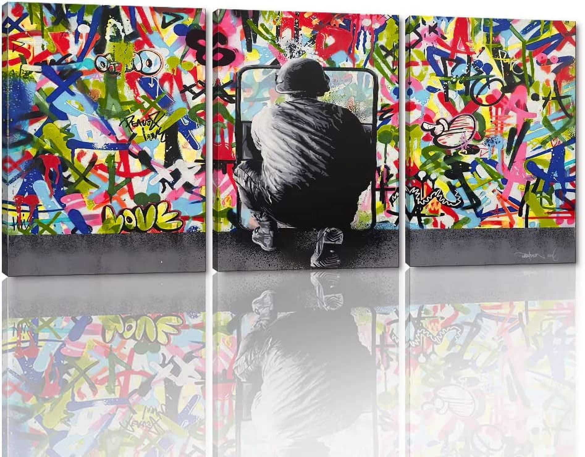 Classic Street Art Banksy Graffiti Wall Art Behind The Curtain Posters ...