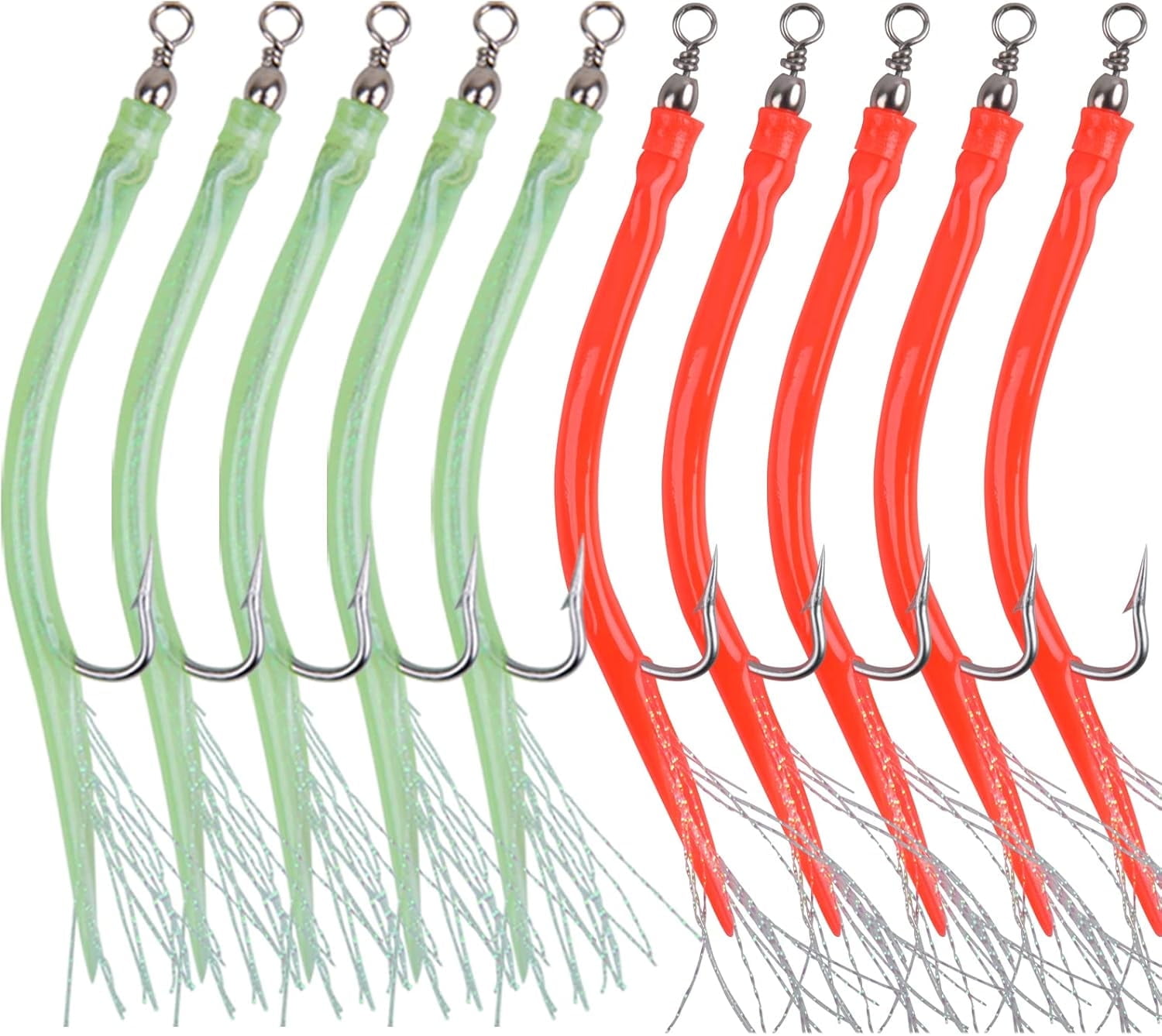 Classic Striped Bass Tube Lures, 10pcs Cod Rig Tube Teaser Saltwater ...