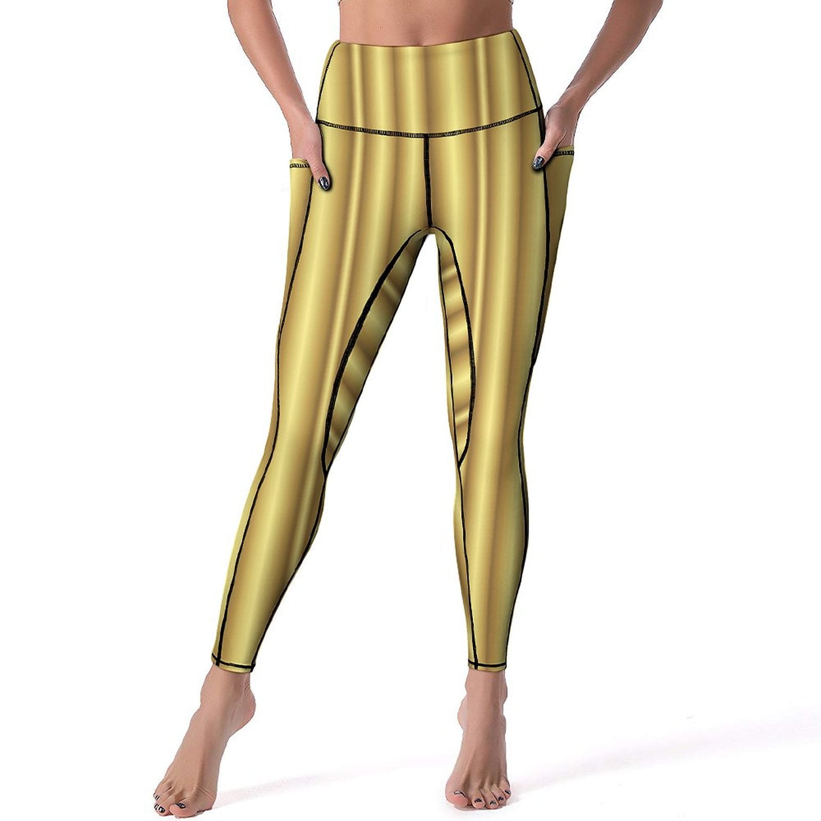 Classic Striped Leggings Pockets Red and White Lines Custom Yoga Pants ...