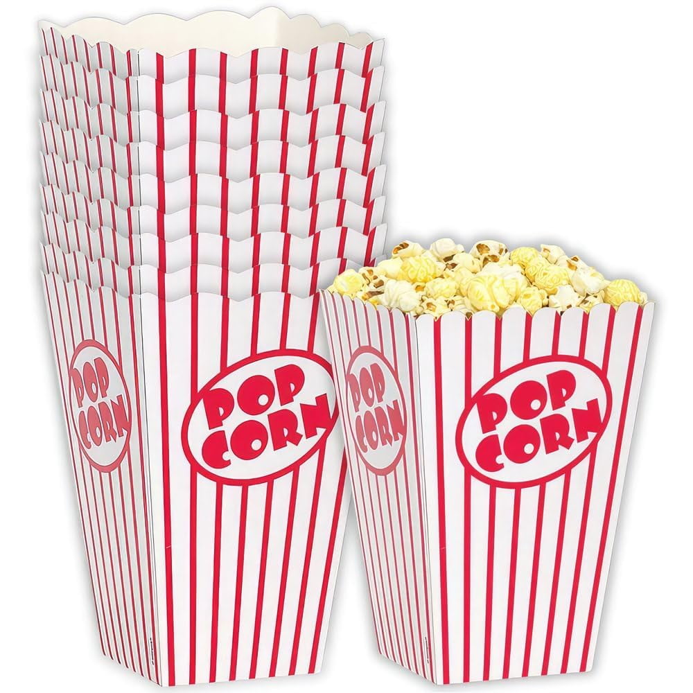 Movie Theater Red and White Striped Popcorn Boxes, 10ct - Walmart.com