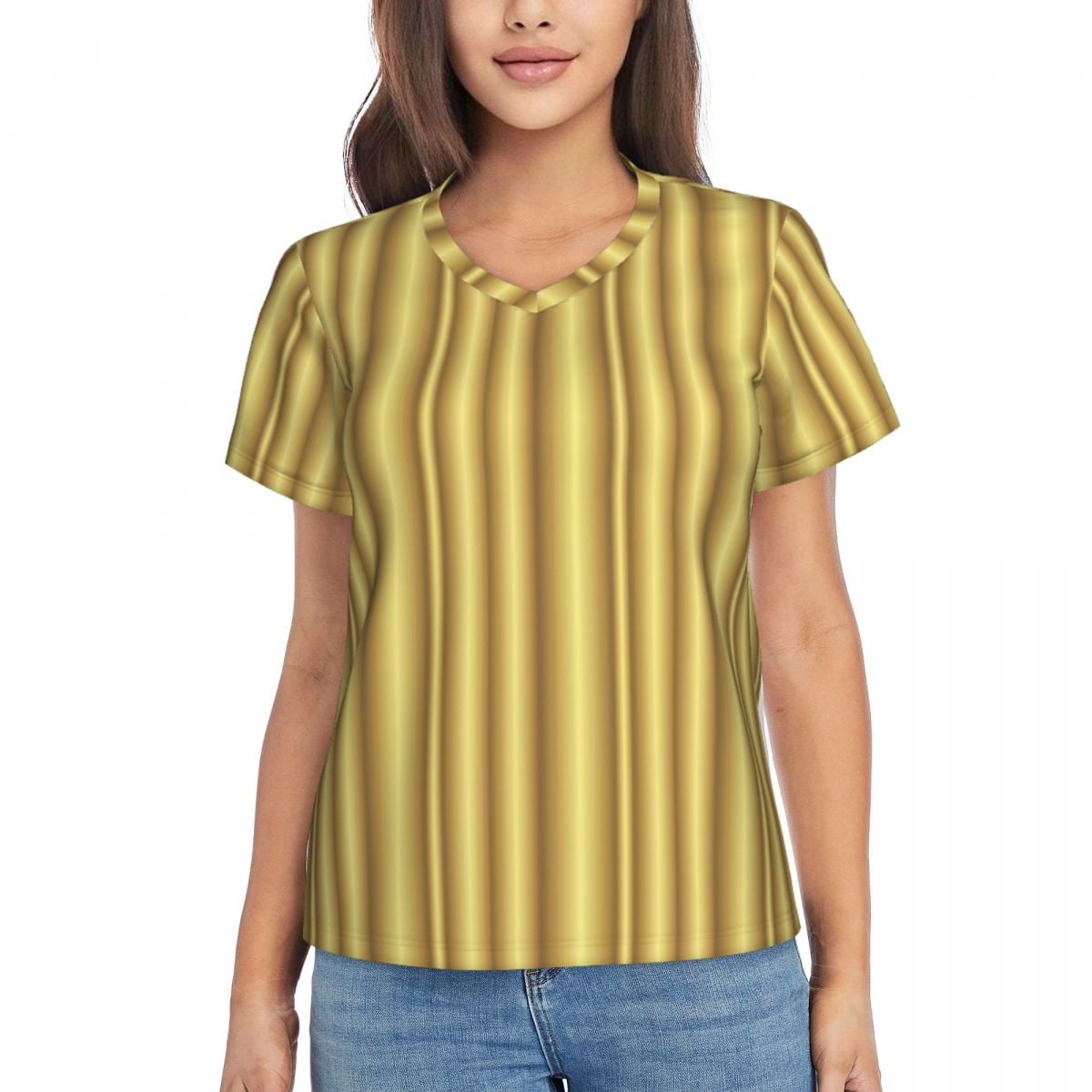 Classic Striped T Shirt Female Blue And White Lines Cool V Neck T ...